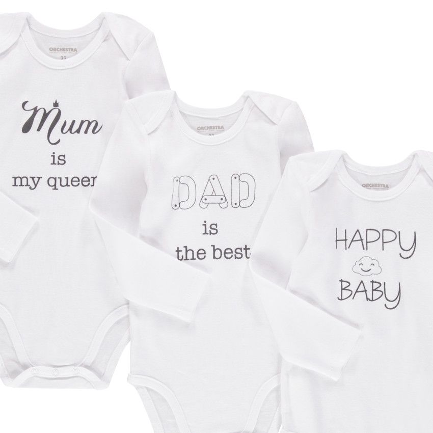 Orchestra Lot de 7 bodies manches longues en coton bio à message Blanc ...