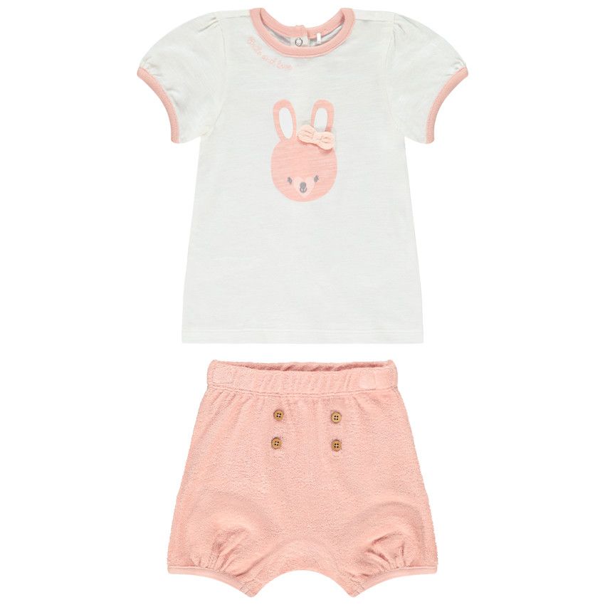 Orchestra Ensemble t-shirt print lapin + bermuda pour bébé fille Gris ...