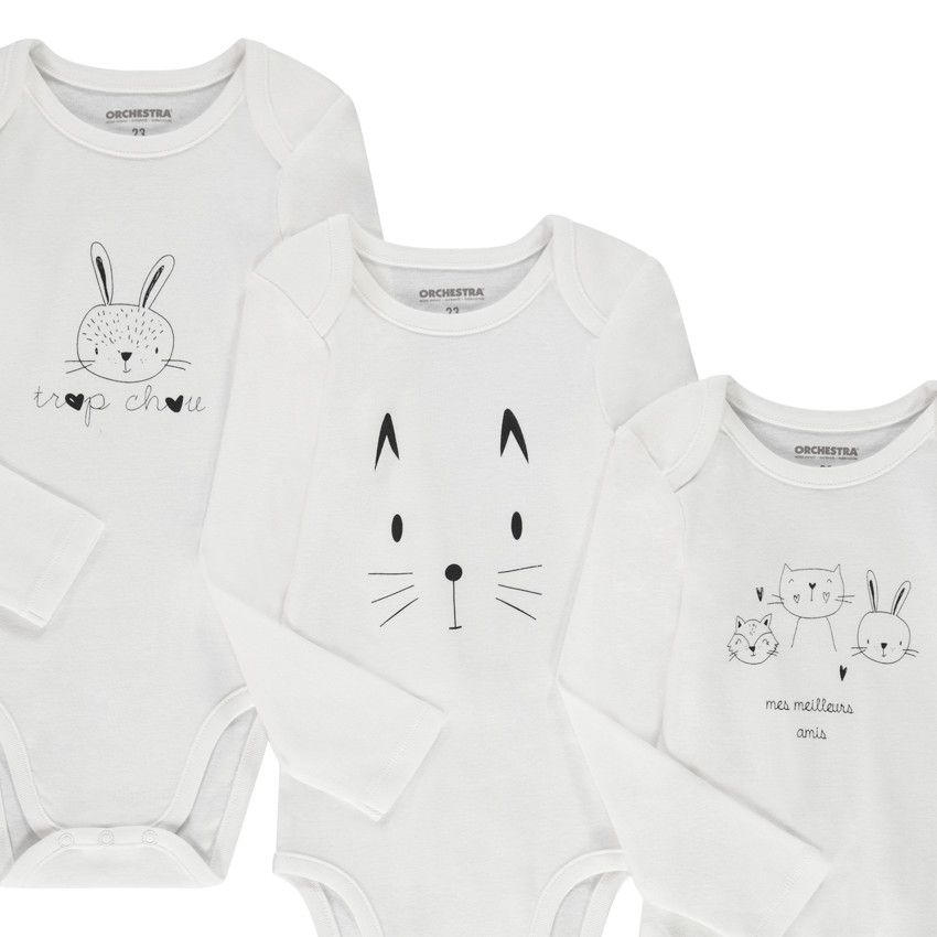 Orchestra Lot de 3 bodies manches longues pour bébé avec ouvertures ...
