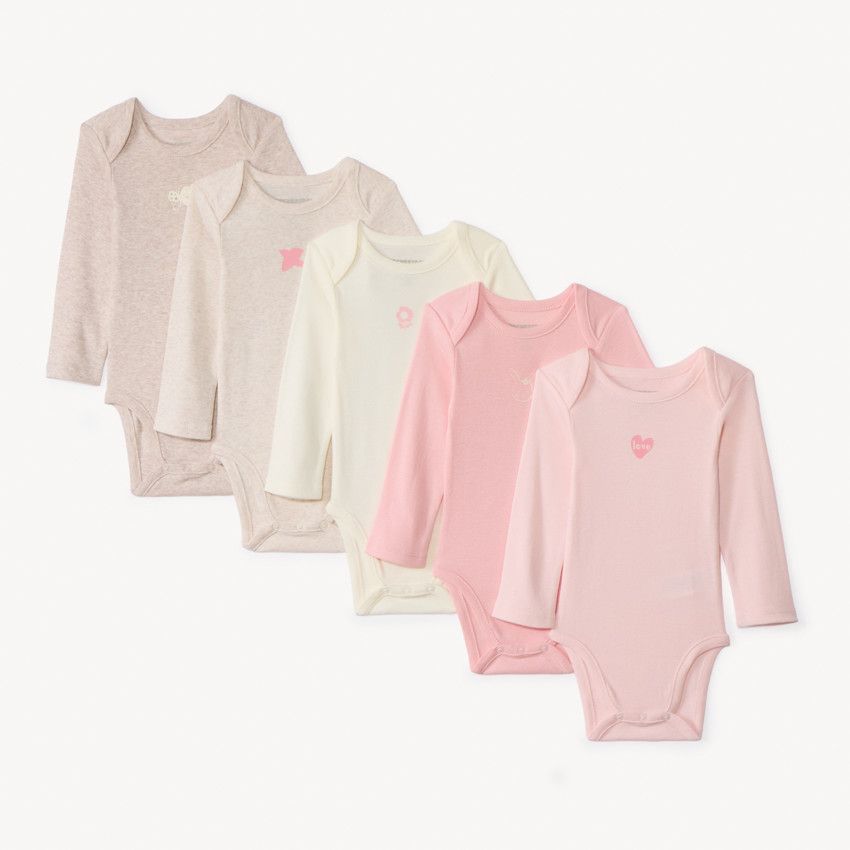 Orchestra Lot de 5 bodies manches longues printés pour bébé fille Ecru ...
