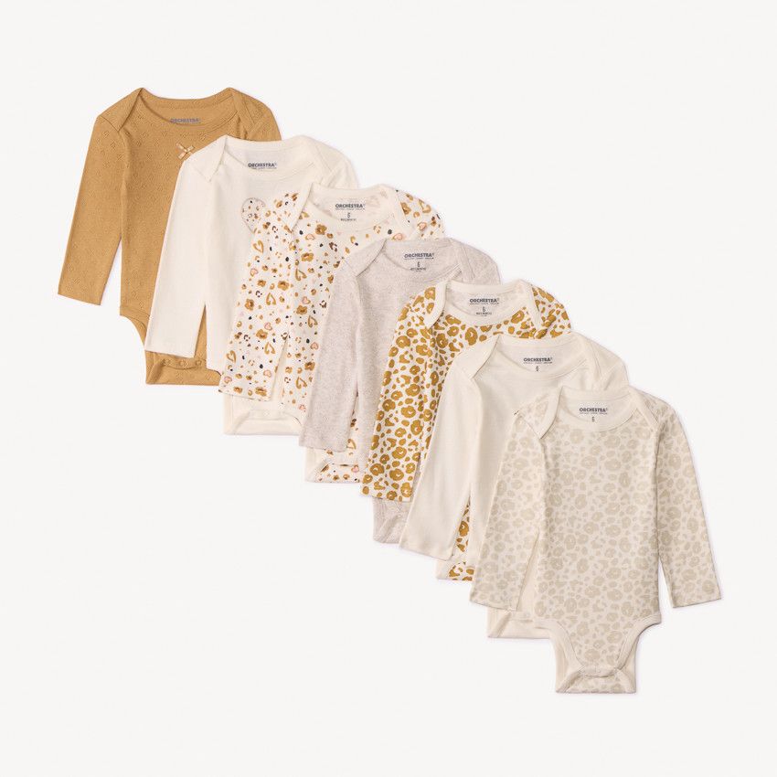 Orchestra Lot de 7 bodies manches longues tachetés pour bébé fille Ecru ...