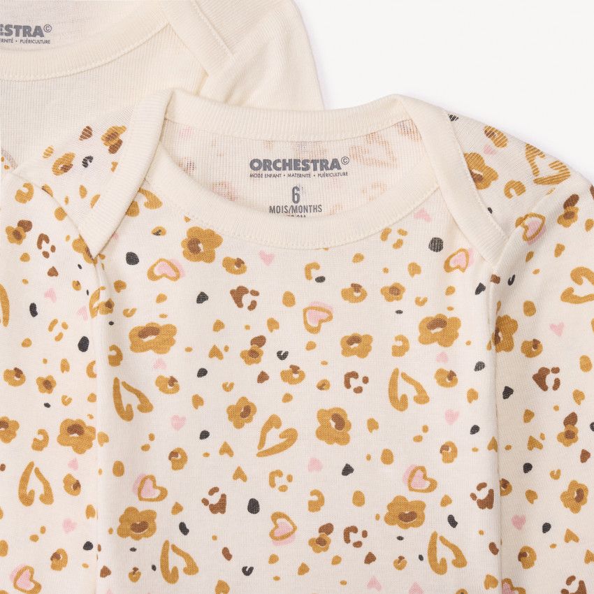 Orchestra Lot de 7 bodies manches longues tachetés pour bébé fille Ecru ...