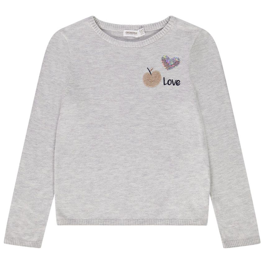 Orchestra Pull en tricot avec broderies et sequins pour fille Argenté - 14 ans - Pull, gilet ...