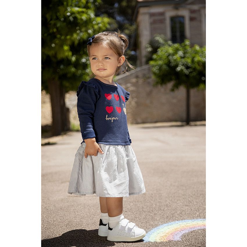 Orchestra Robe manches longues effet 2 en 1 à coeurs et paillettes Bleu ...