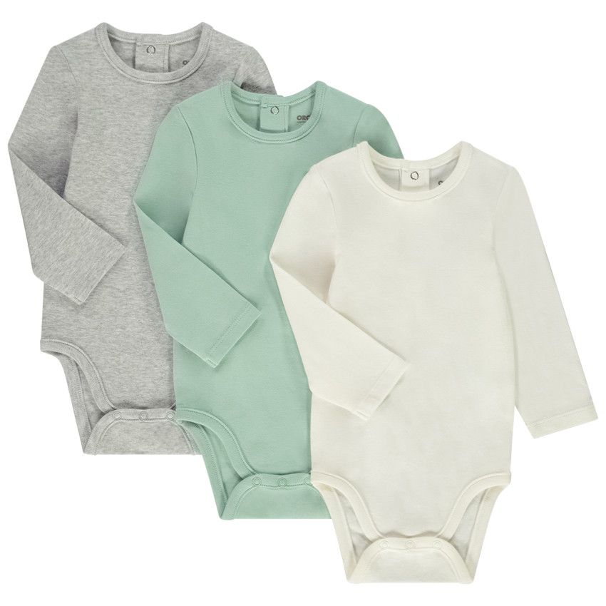 Orchestra Lot de 3 bodies manches longues unis pour bébé Vert - 18 mois ...