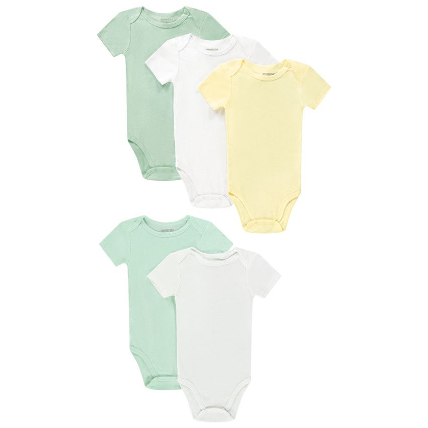 Orchestra Lot de 5 bodies manches courtes unis pour bébé Blanc ...