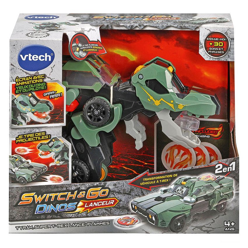 VTECH Switch & Go Dinos Tyram le super T-Rex lance flammes Soft Taupe ...