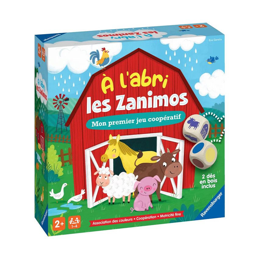 Ravensburger Jeu de société coopératif "A l'abri les Zanimaux" Jaune - Jouets 2ème Age - Éveil ...