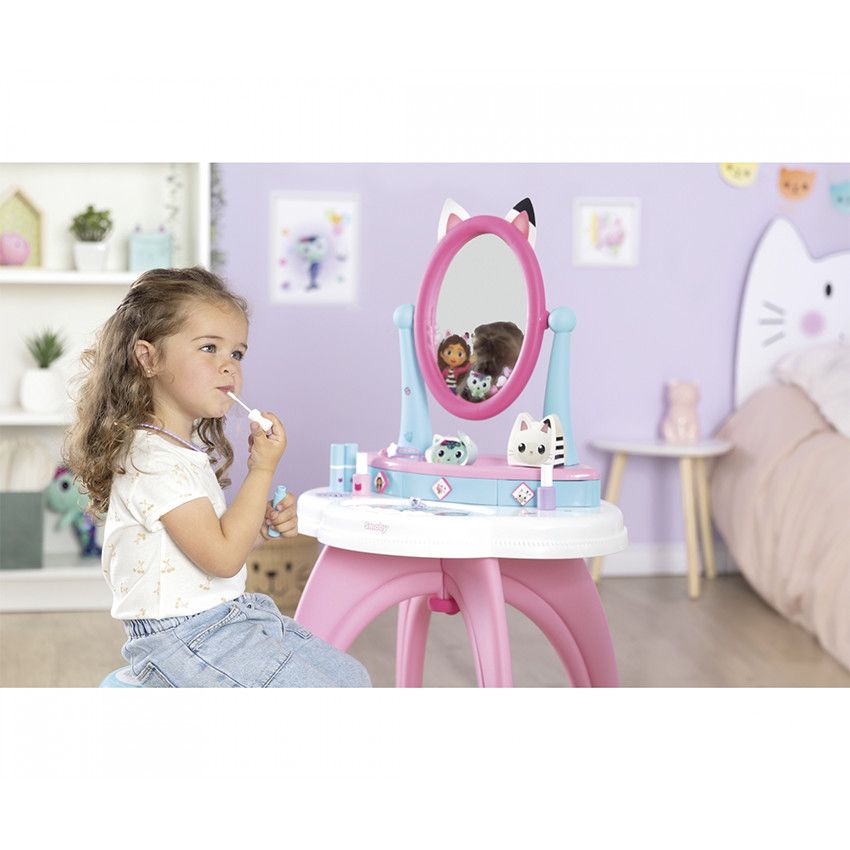 Smoby Coiffeuse 2-en-1 avec tabouret Gaby et la maison magique Gris ...