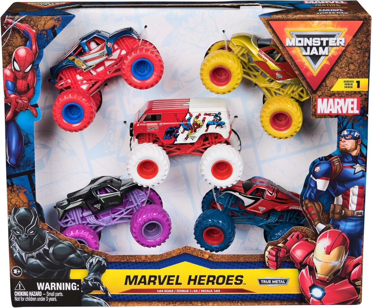 Spin Master PACK DE 5 VÉHICULES MARVEL DIE-CAST 1:64 Monster Jam ...
