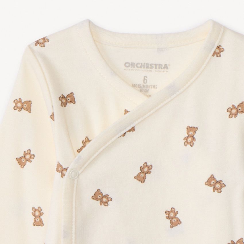Orchestra Lot de 2 bodies manches longues motifs oursons pour bébé Ecru ...