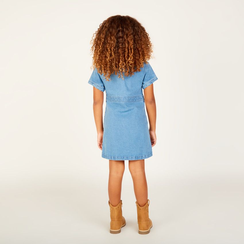 Orchestra Robe manches courtes en jean brodé pour fille bleu ciel - 8 ...