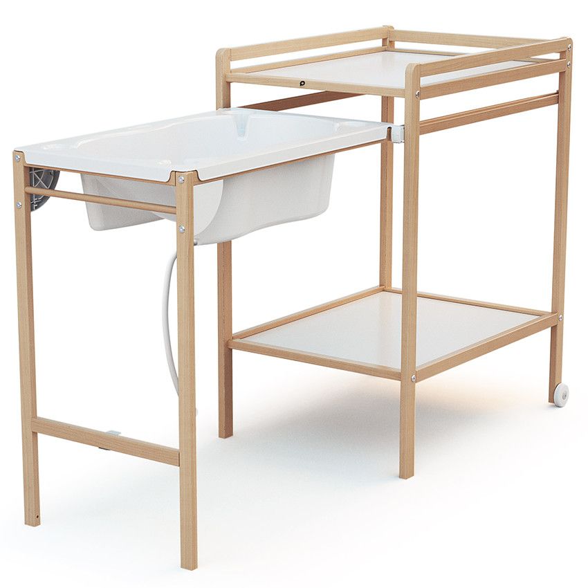 PREMAMAN Table à langer coulissante 2 en 1 Tiny avec baignoire intégrée Noir - Tables et Matelas ...