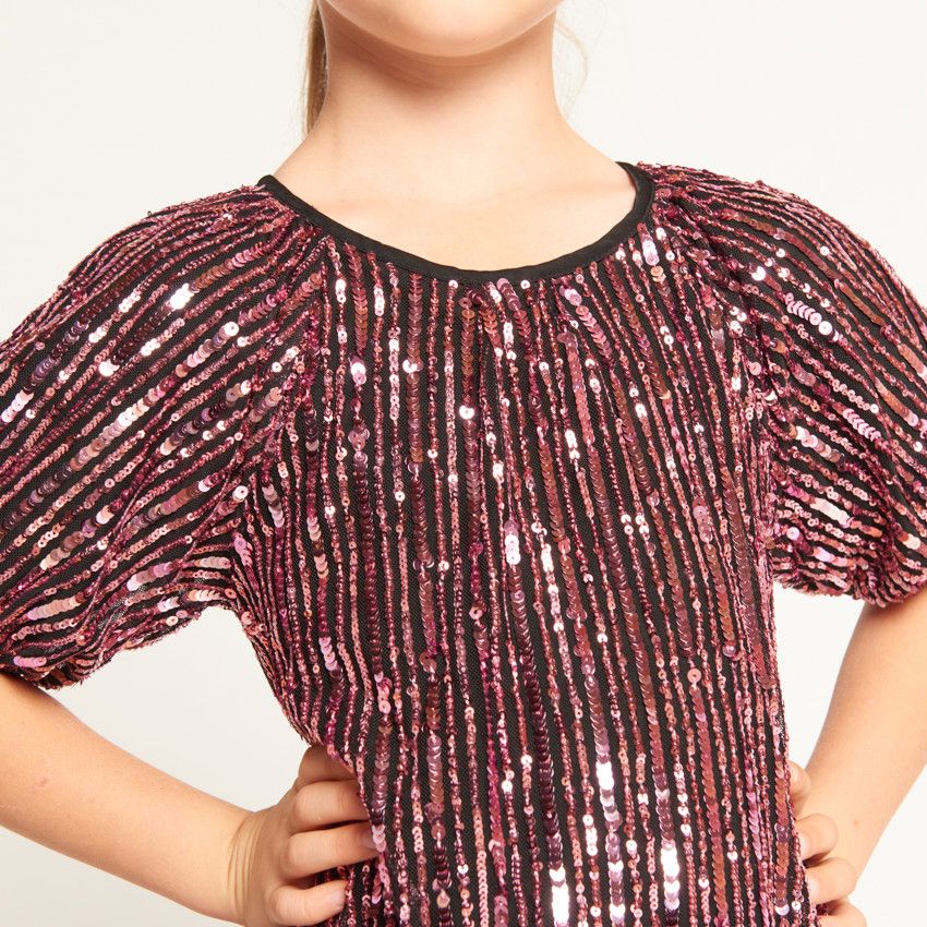 Orchestra Robe de fête en sequins rose pour fille Rose - 8 ans - Robe ...