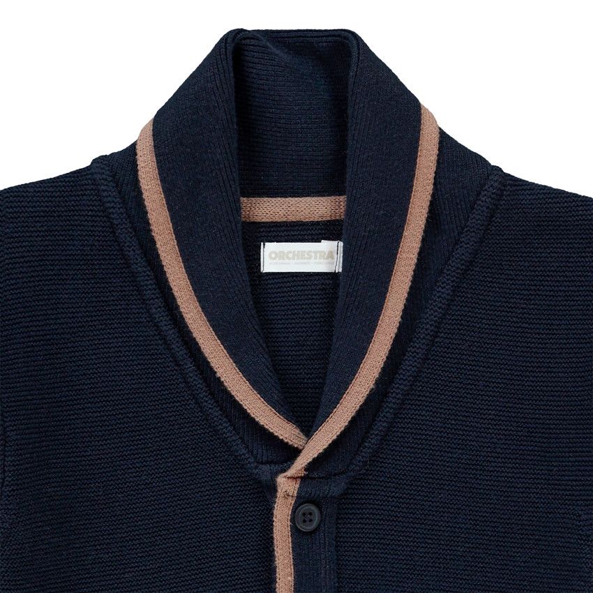 Orchestra Gilet en tricot à col châle pour enfant garçon Bleu marine ...