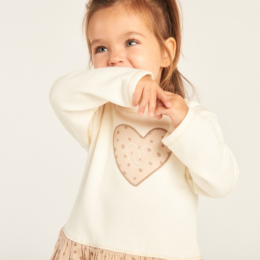 Orchestra Robe bi-matière effet 2 en 1 à pois pour bébé fille Marron ...