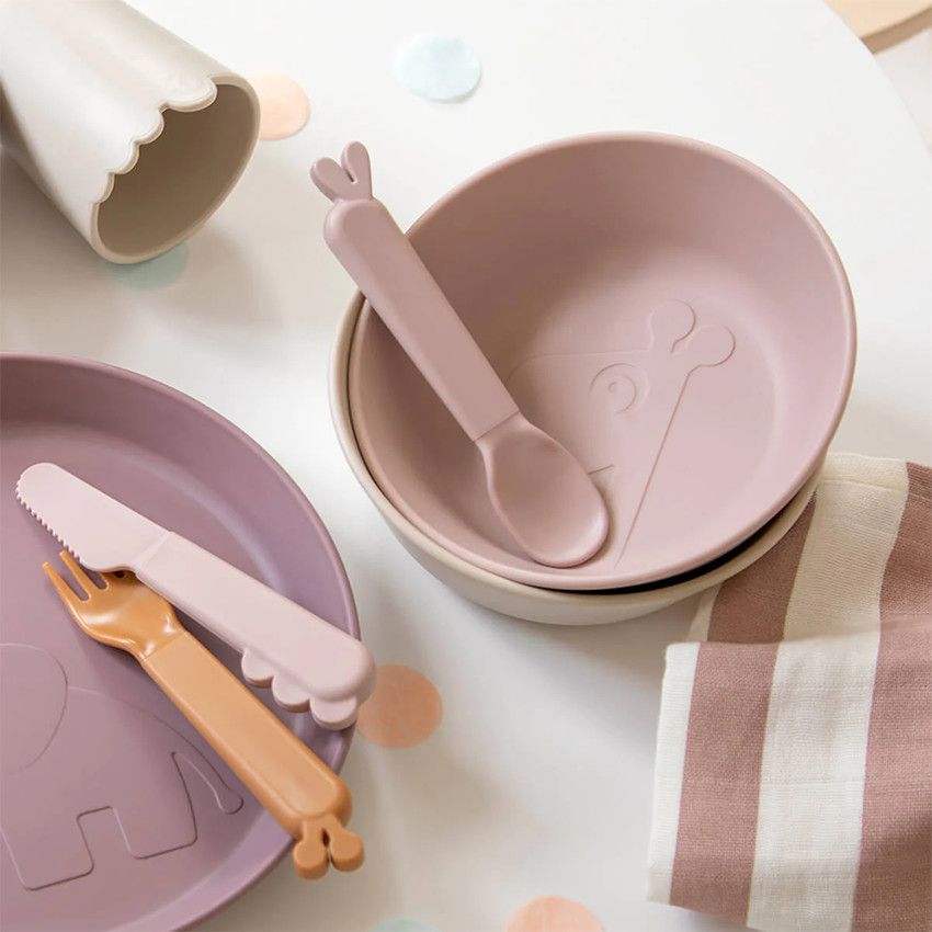 DONE BY DEER Lot de 4 cuillères Kiddish Lalee rose Beige - Repas 2ème ...