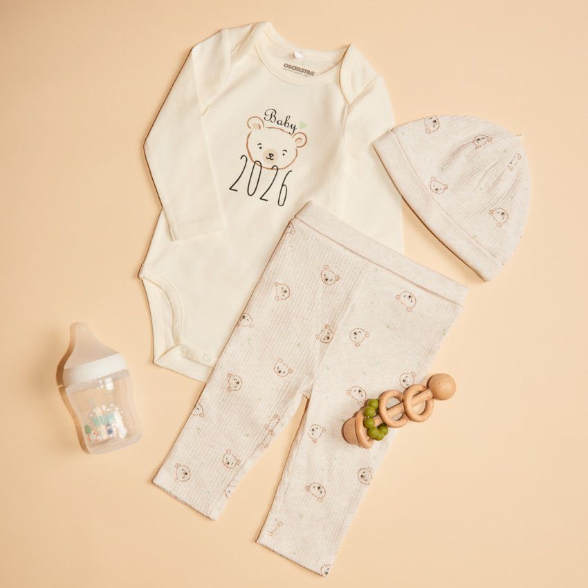 Orchestra Set de naissance 3 pièces Baby 2026 pour bébé Ecru - 1 mois ...