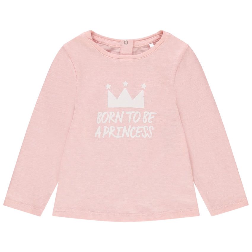 Orchestra T-shirt manches longues en coton bio à message printé Corail ...