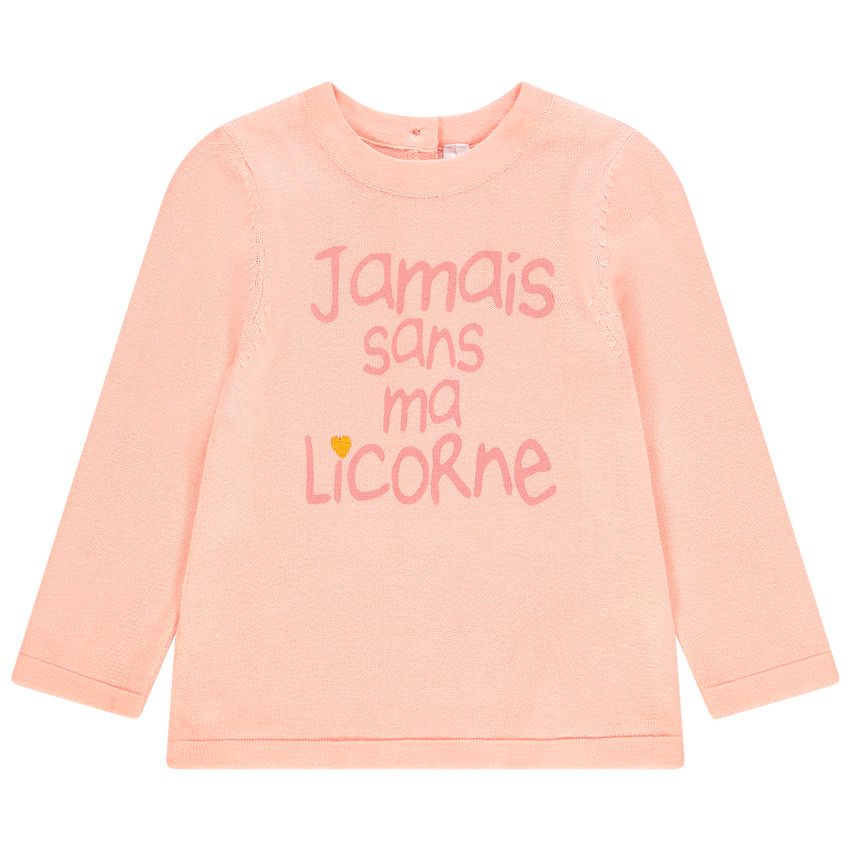 Orchestra Pull en tricot à message pour bébé fille Corail - 3 mois - T ...