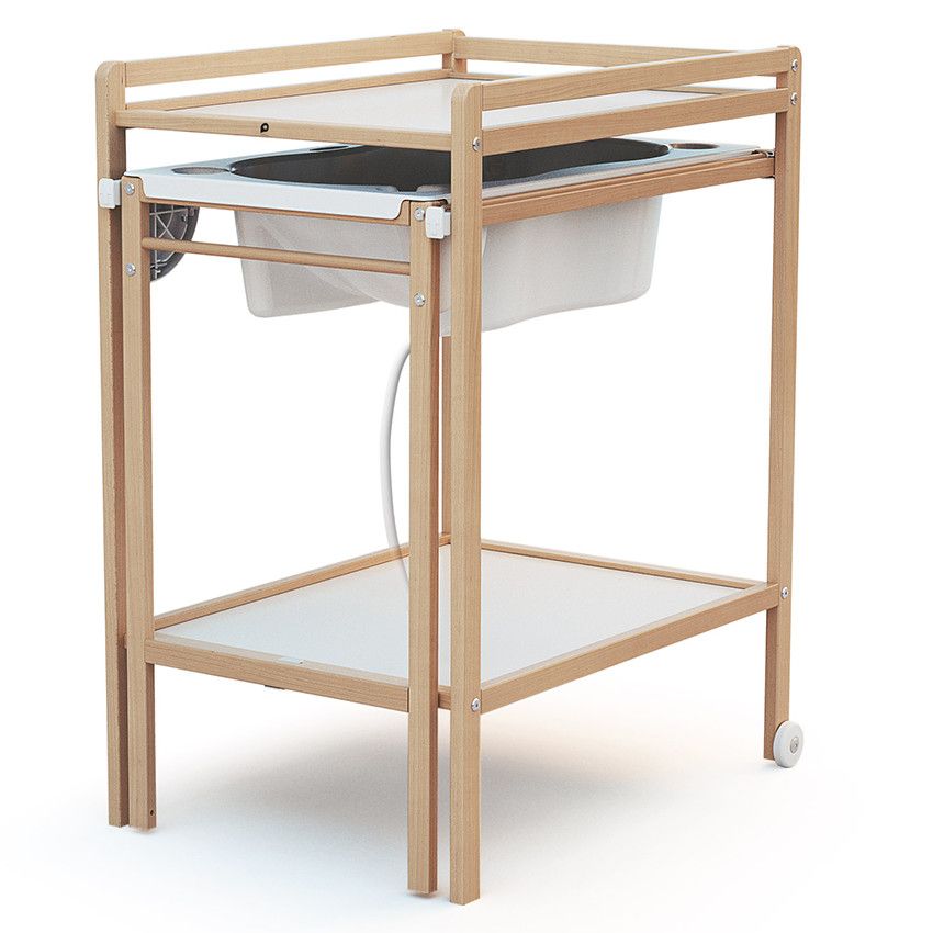 PREMAMAN Table à langer coulissante 2 en 1 Tiny avec baignoire intégrée Noir - Tables et Matelas ...