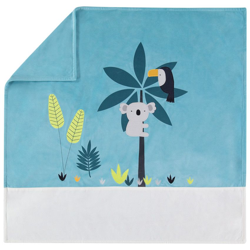 PREMAMAN Couverture en velours motif animaux de la jungle Vert - Drap ...