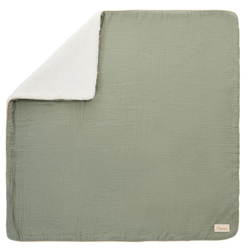 PREMAMAN Couverture en tetra doublée sherpa 80 x 80 cm vert Vert - Drap ...