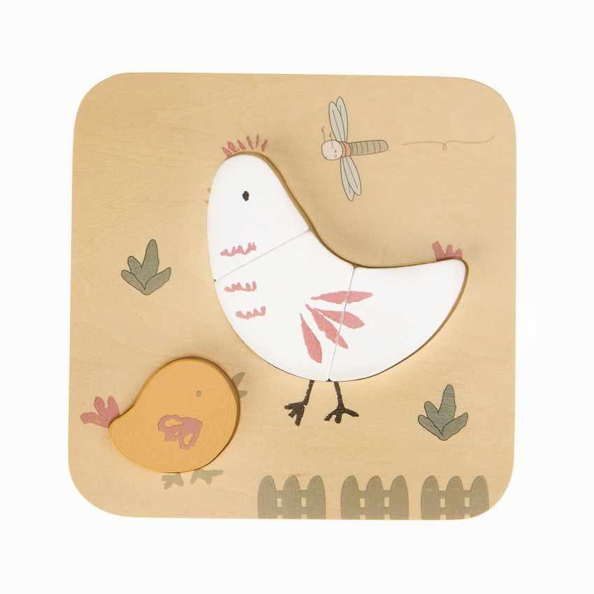 PREMAMAN Puzzle en bois 4 pièces Poule et son poussin Noir - Jouet d ...