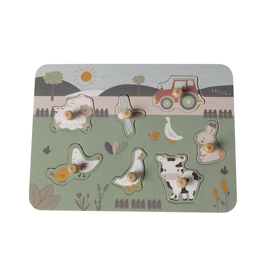 PREMAMAN Puzzle en bois 7 pièces La Vie à la Ferme Soft Taupe - Jouets ...