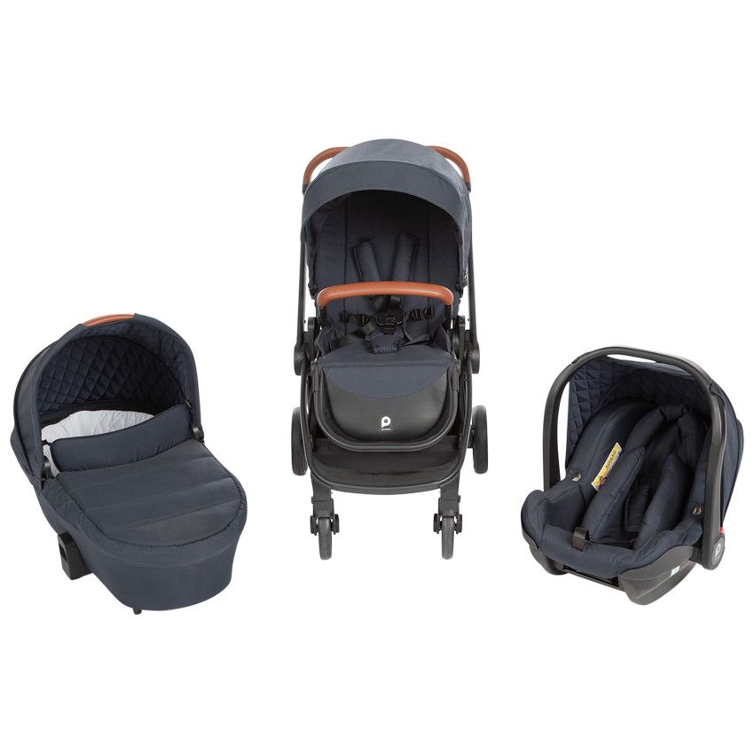 PREMAMAN Poussette trio Tessa - Bleu marine Blanc - Poussettes duo et ...