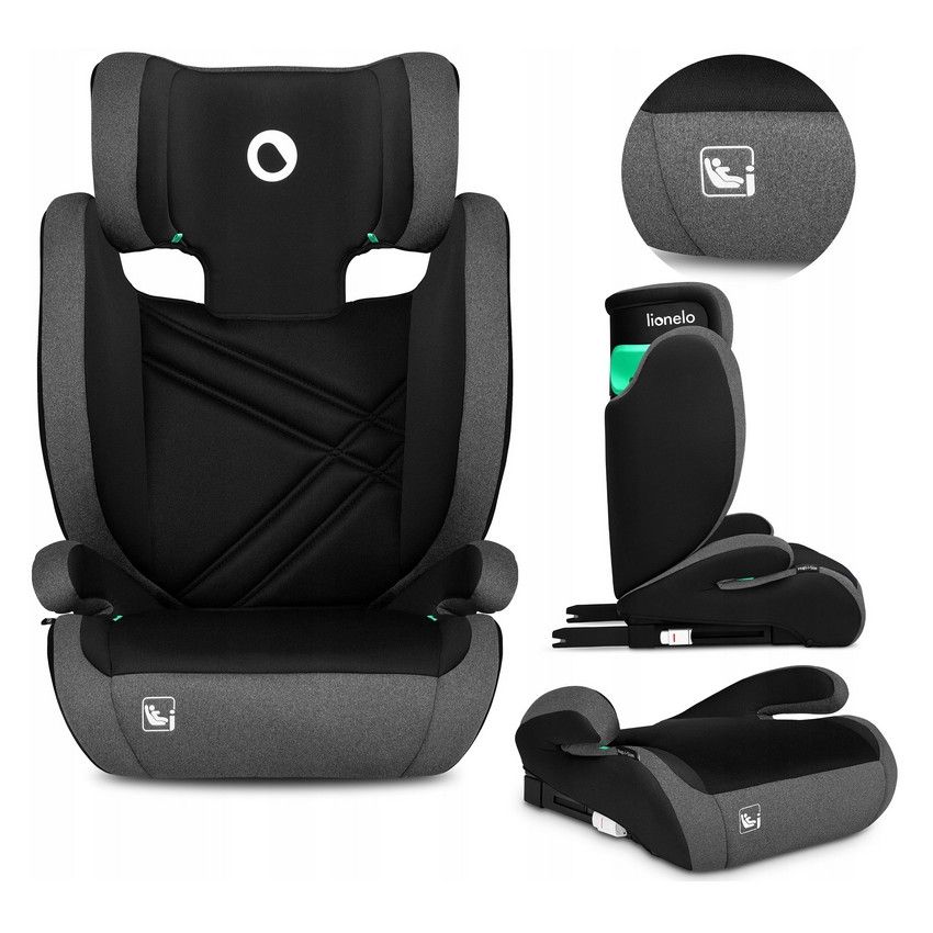 LIONELO Car seat Hugo I-size 100-150cm black grey Soft Taupe - Groupe 2 ...