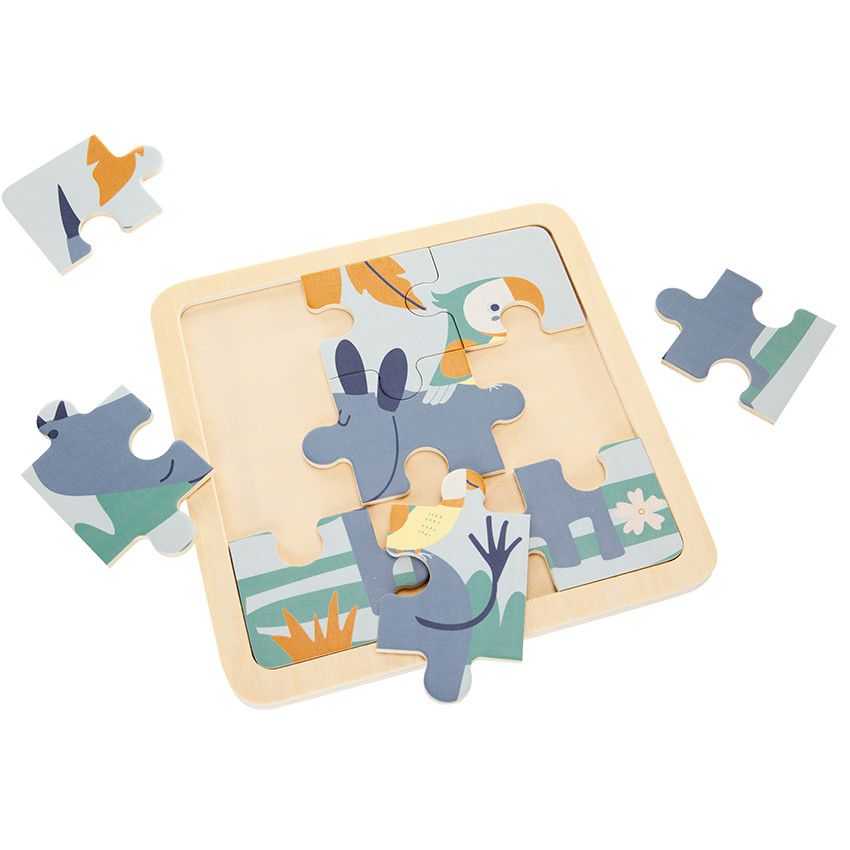 PREMAMAN Puzzle 9 pièces en bois Rhinocéros Soft Taupe - Jouets 2ème ...