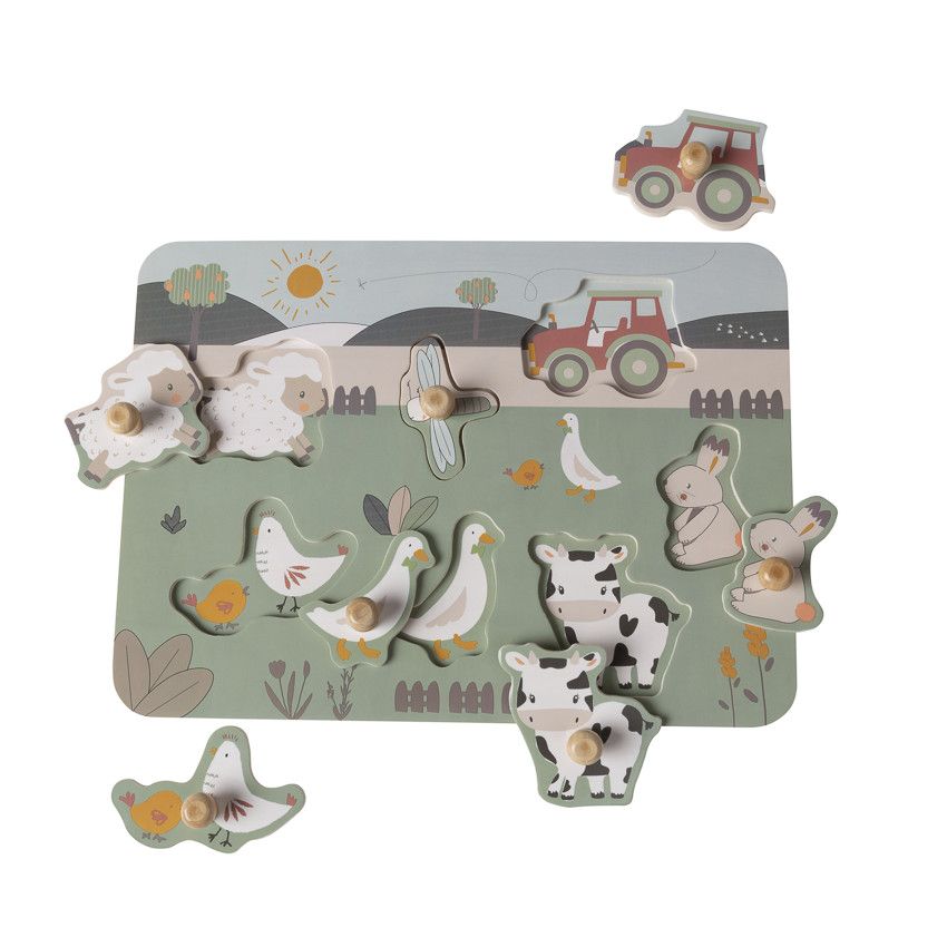 PREMAMAN Puzzle en bois 7 pièces La Vie à la Ferme Soft Taupe - Jouets ...
