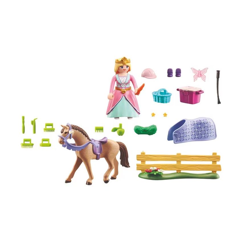 Playmobil Princesse cavalière, cheval et matériel équestre Soft Taupe ...